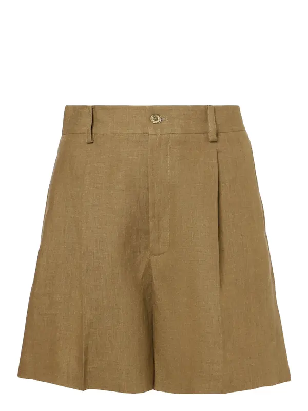 Ralph Lauren Tracy Pleated Linen Shorts - Green