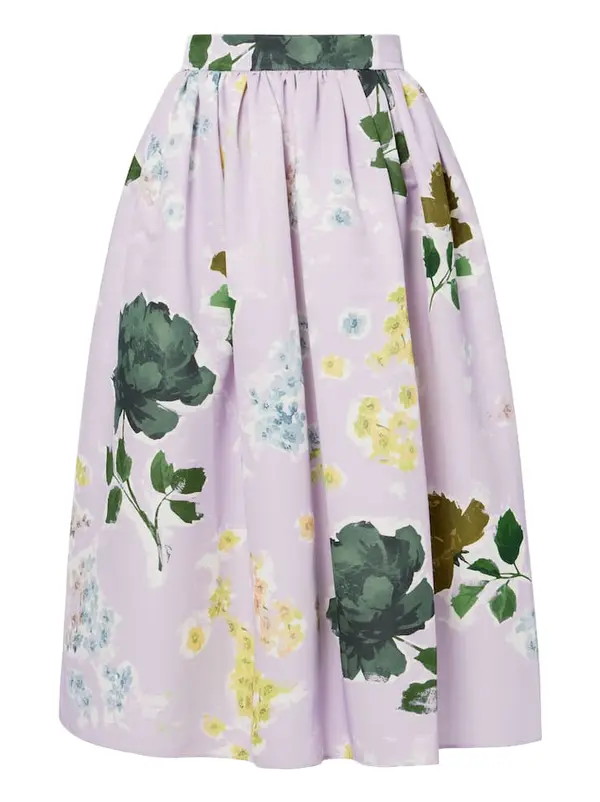 Erdem Floral Cotton-blend Midi Skirt - Purple