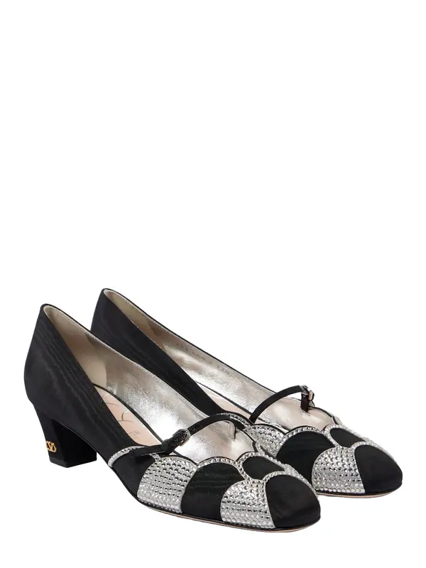 Valentino Garavani Bowow 45 Embellished Moiré Pumps - Black