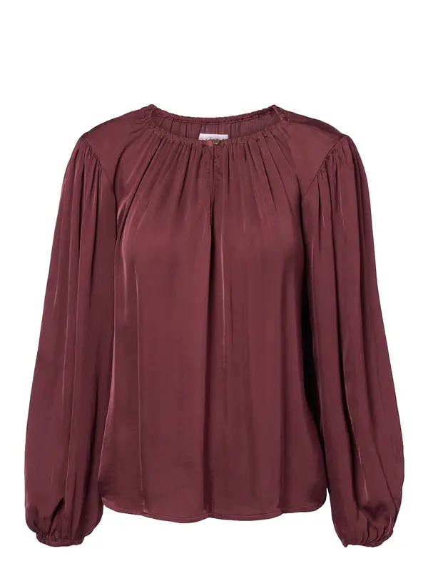 Velvet By Graham & Spencer Riona Satin Blouse - Brown