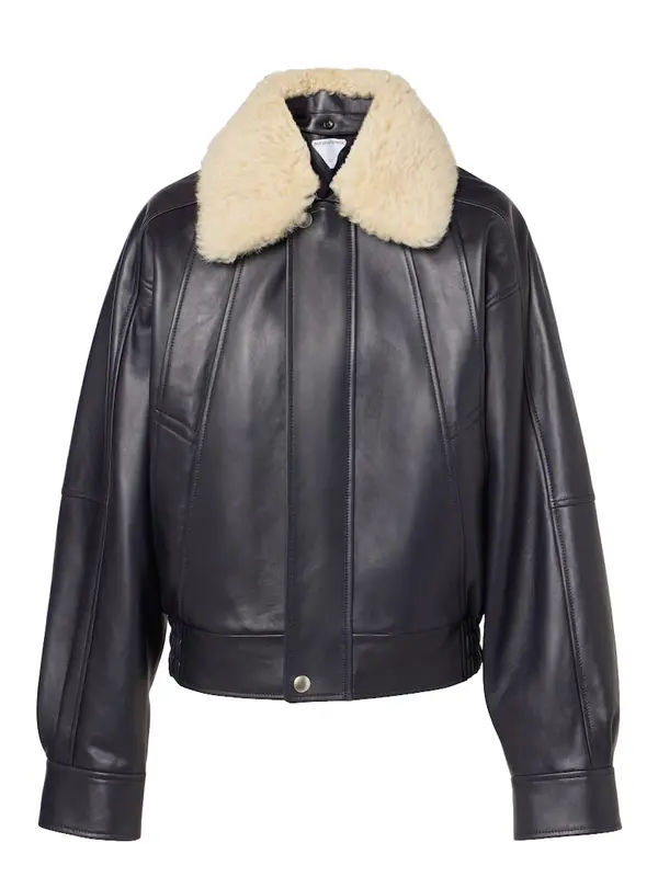 Bottega Veneta Shearling-trimmed Leather Blouson - Blue