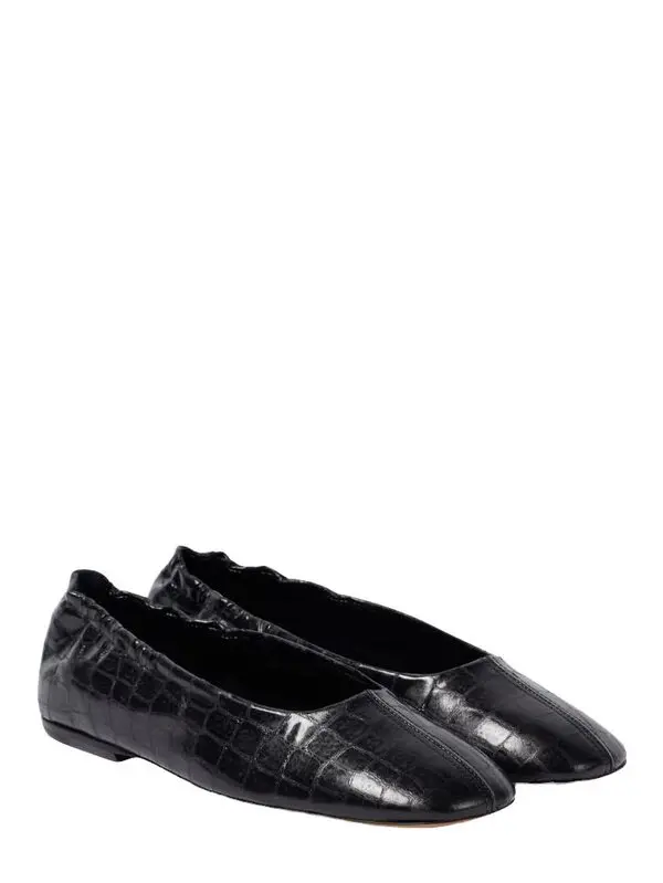 Dries Van Noten Croc-effect Leather Ballet Flats - Black