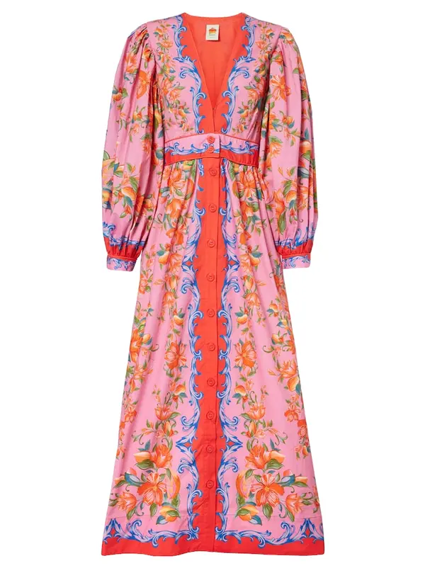 Farm Rio Sicily Flowers Shirt Dress - Orange