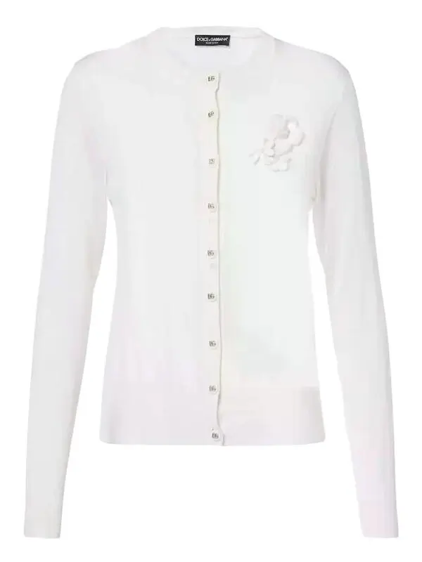 Dolce & Gabbana Floral-appliqué Silk Cardigan - White