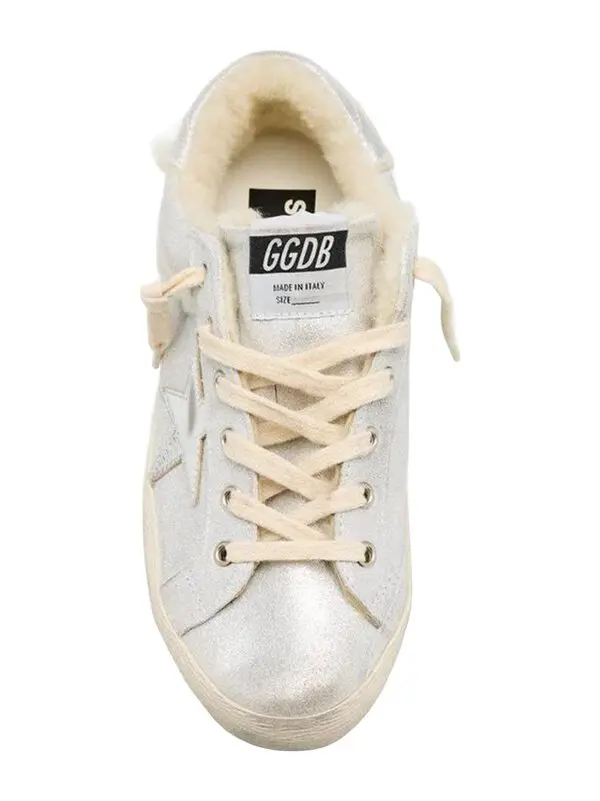 GOLDEN GOOSE Super-star Metallic Leather Sneakers - Platinum