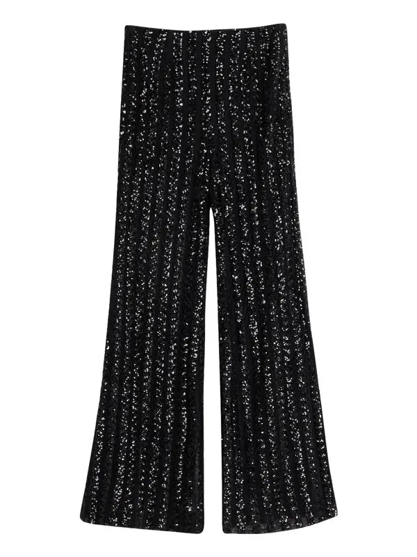 SANS FAFF Stripe Sequin Trousers - Black