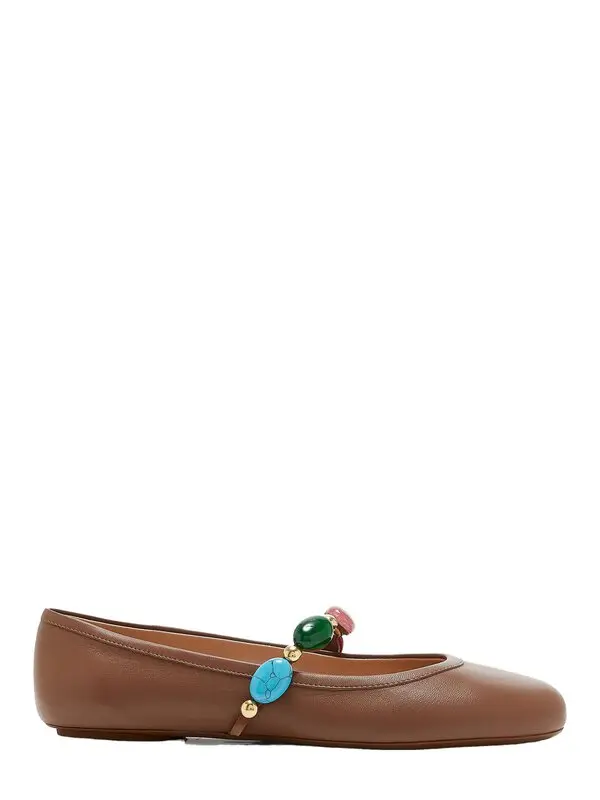 GIANVITO ROSSI Shanti Leather Mary Jane Flats - Brown