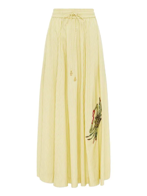 ALEMAIS Seb Embellished Maxi Skirt - Stripe