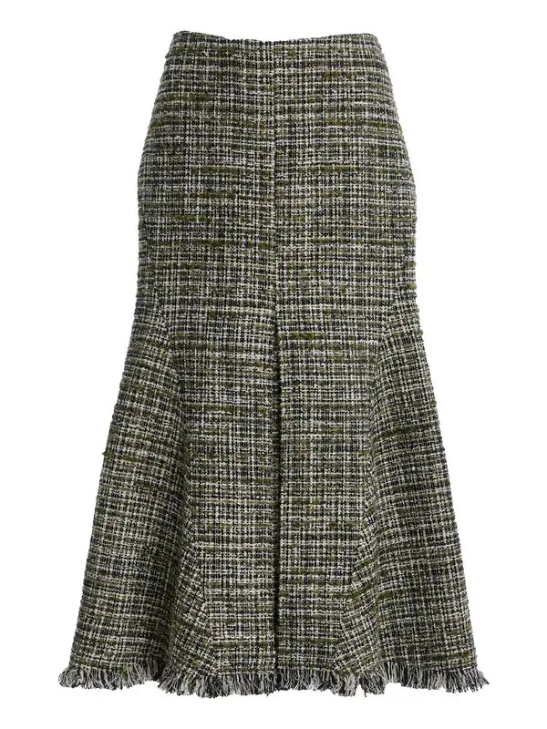Erdem Tweed Midi Skirt - Olive