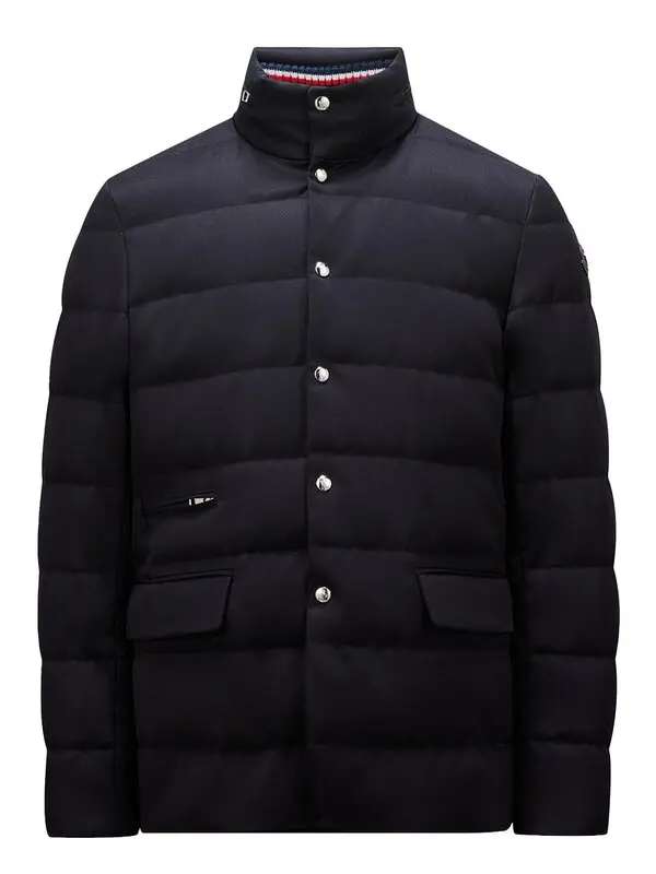 Moncler Bess Hooded Wool Down Jacket - Blue