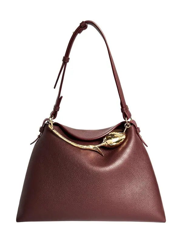 Erdem Bloom Leather Shoulder Bag - Burgundy