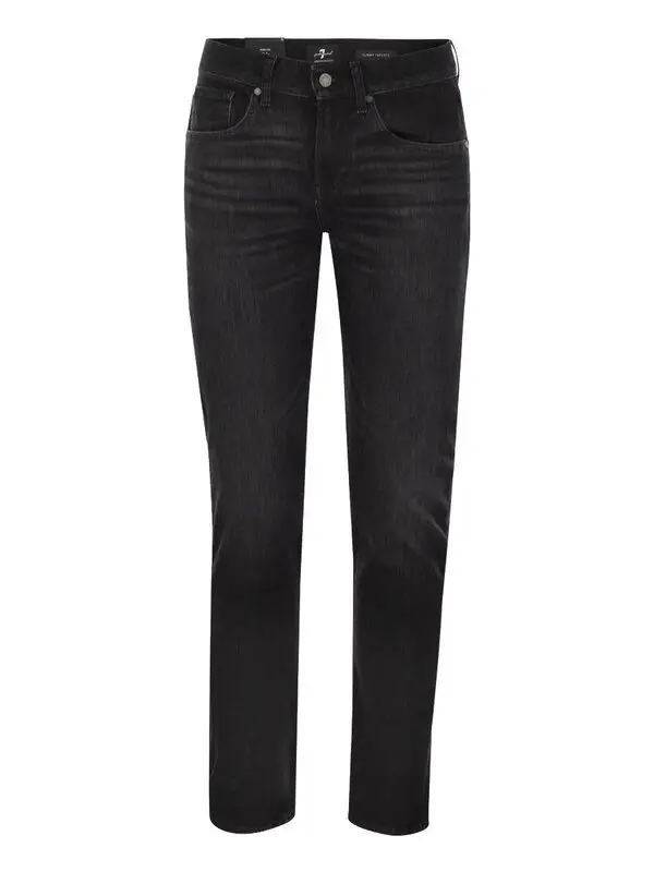 7 For All Mankind Slimmy Tapered Mid-waisted Jeans - Black