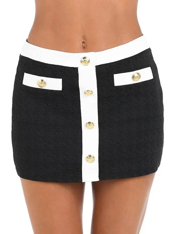 L'Agence Coco Color Blocked Mini Skirt - Black