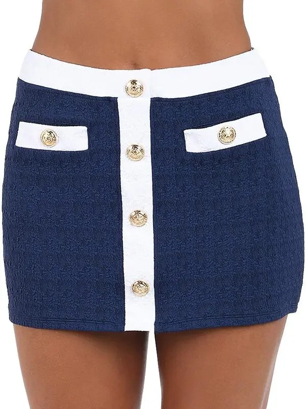 L'Agence Coco Color Blocked Mini Skirt - Marine