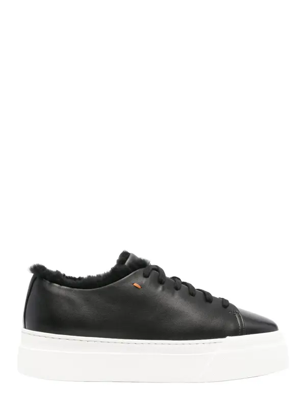 Santoni Leather Sneakers - Black