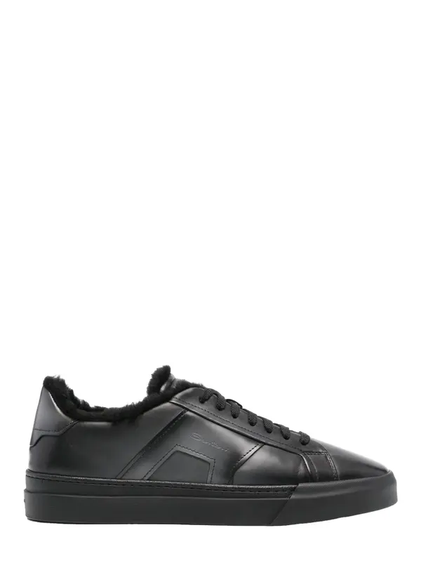 Santoni Leather Sneakers - Black