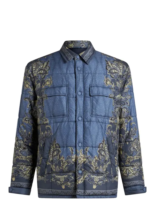 Etro Quilted Printed Shirt Jacket - Blue