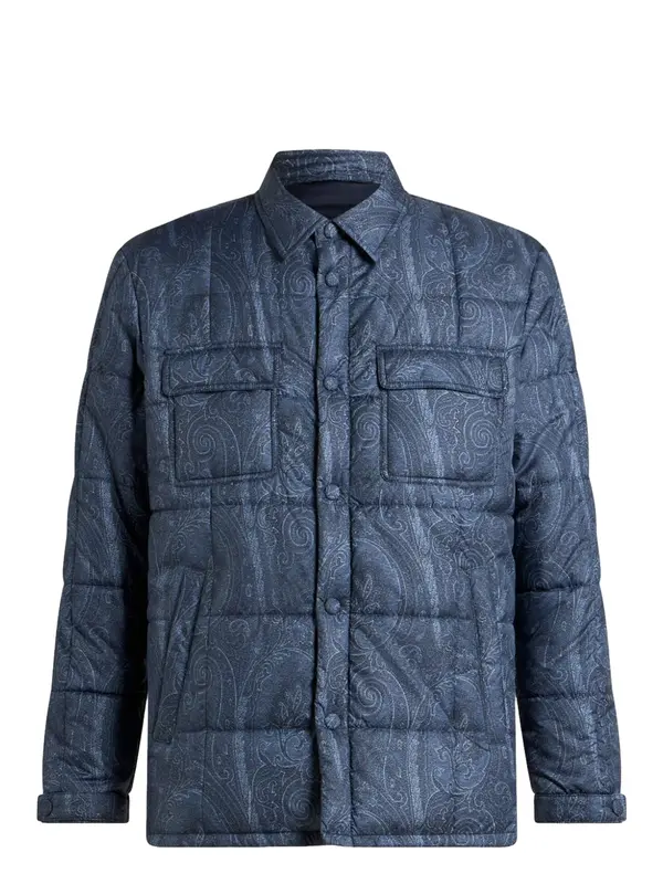 Etro Quilted Printed Shirt Jacket - Blue