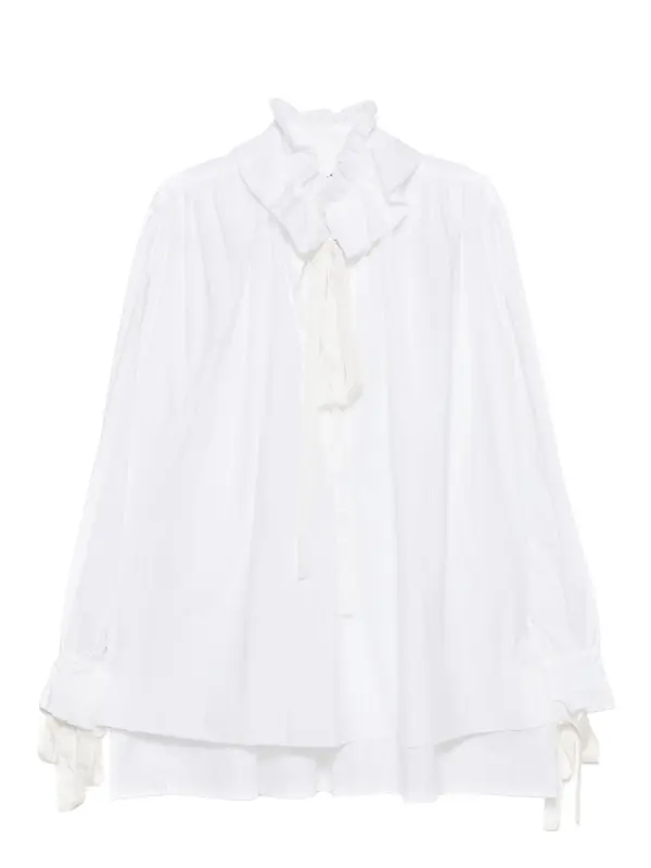 MIDORIKAWA Raw Edge Blouse - White