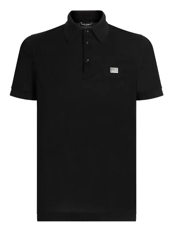 Dolce & Gabbana Cotton Polo-shirt With Logo Tag - Black