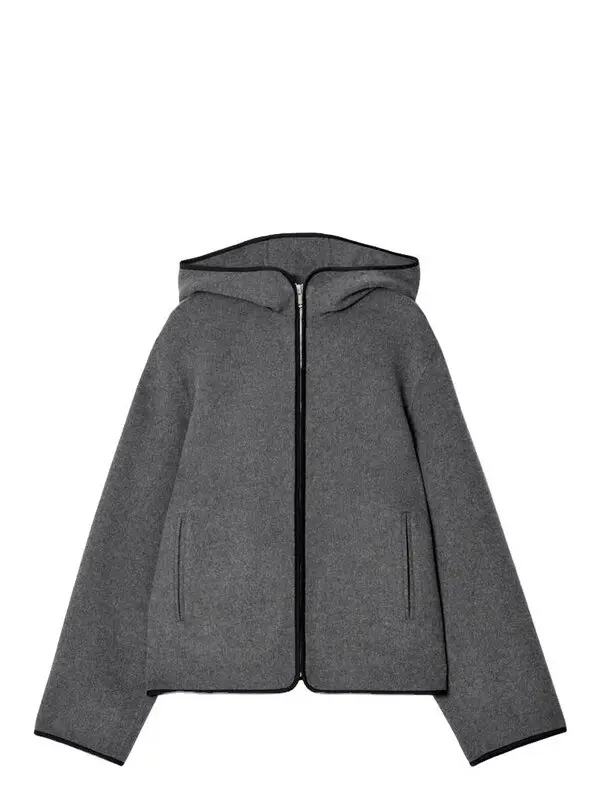 Cos Hooded Double-faced Wool Jacket - Gray