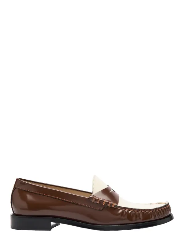 STUART WEITZMAN Lottie Glossed Leather Loafers - Brown