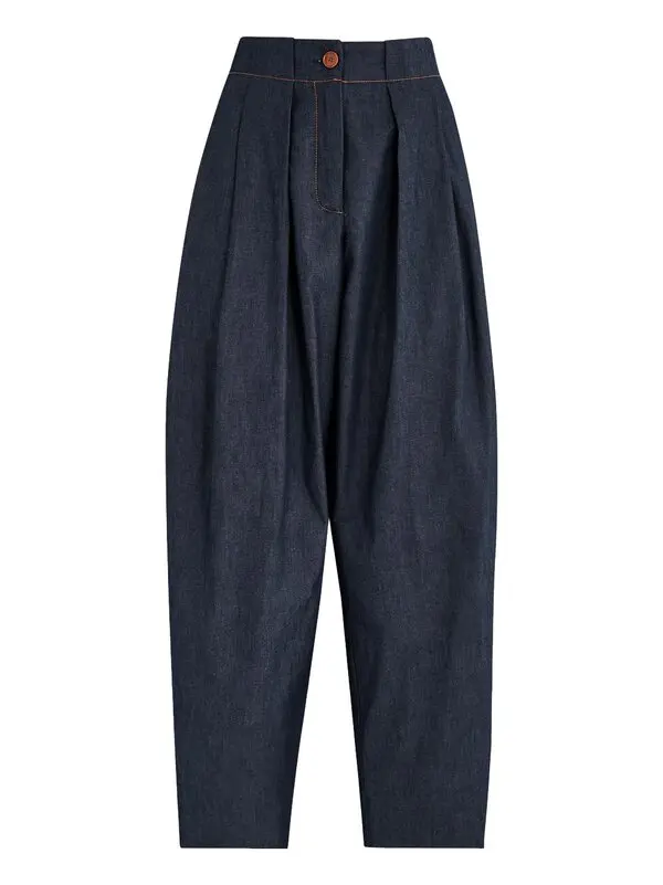 Palmer//harding Solo Barrel-leg Trousers - Dark Blue
