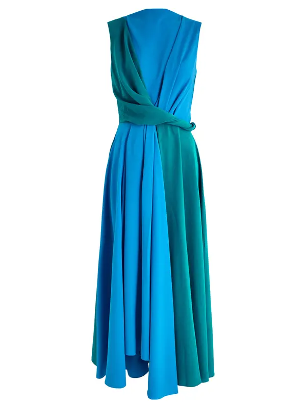 ROKSANDA Parsa Color-blocked Twisted Midi Dress - Blue
