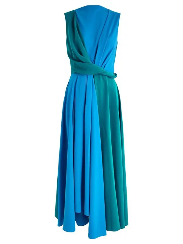ROKSANDA Parsa Color-blocked Twisted Midi Dress - Blue