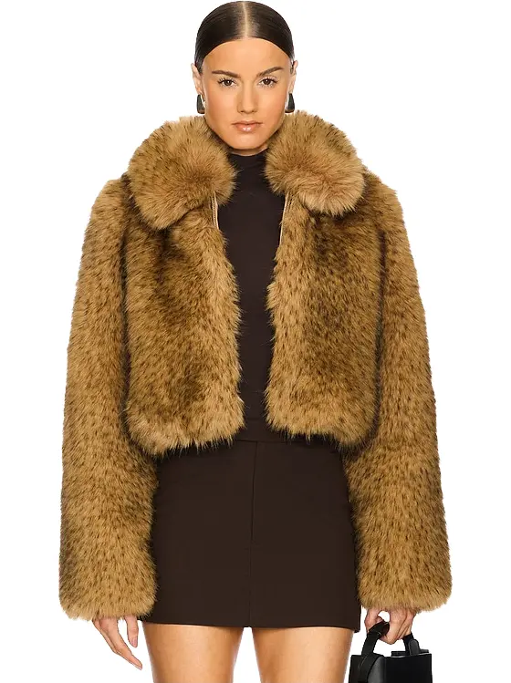 L'academie By Marianna Savoie Faux Fur Jacket - Beige