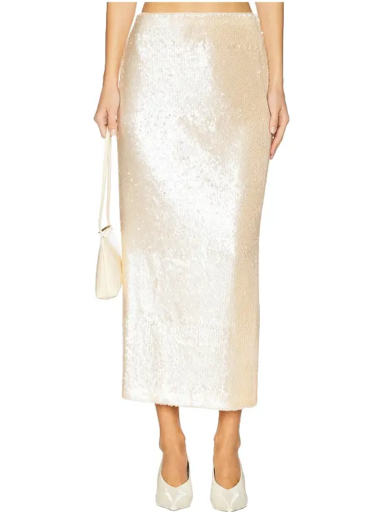 L'academie By Marianna Ceci Sequin Midi Skirt - Blush Nude