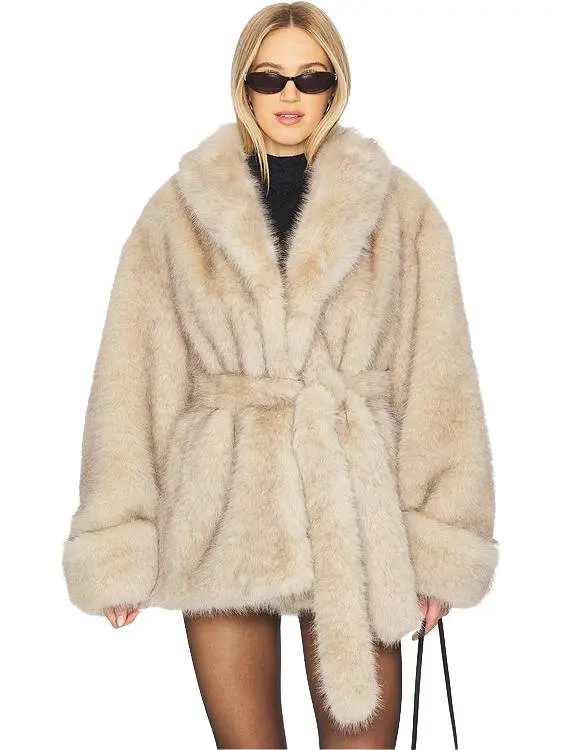 LOVERS AND FRIENDS Margot Faux Fur Coat - Sand Neutral
