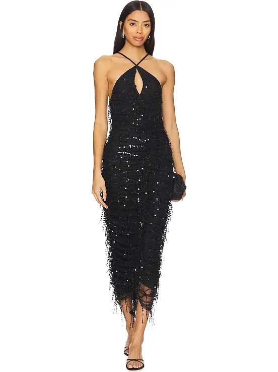 Paris Georgia Gigi Fringe Dress - Black