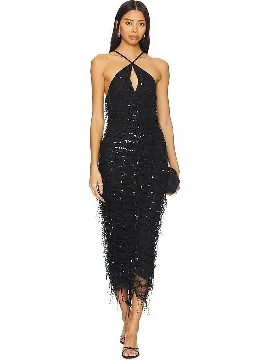 Paris Georgia Gigi Fringe Dress - Black