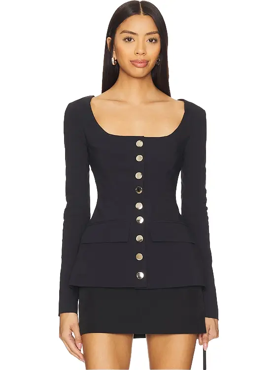 WeWoreWhat Boatneck Peplum Blazer - Black