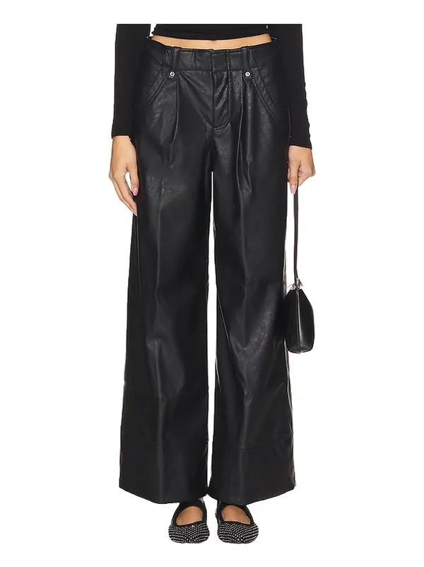 Free People X Afton Faux Leather Trouser - Black