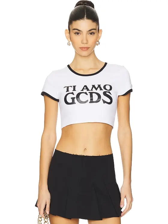 Gcds Ti Amo Crop T-shirt - Optic White
