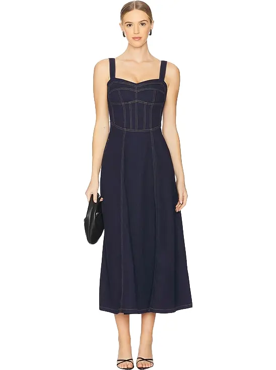 Bardot Lilah Denim Midi Dress - Dark