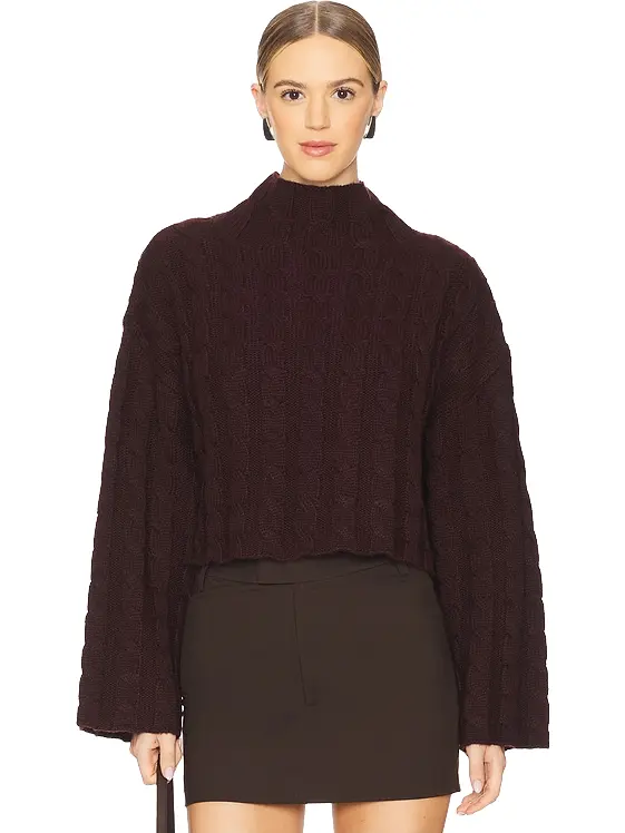 Astr The Label Sloan Cable Knit Sweater - Wine