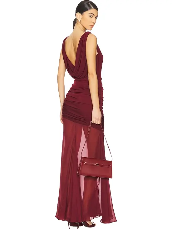 L'academie By Marianna Enoa Midi Dress - Maroon