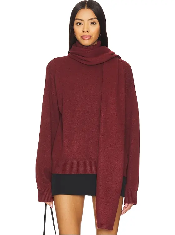 LOVERS AND FRIENDS Nemy Sweater & Scarf Set - Burgundy