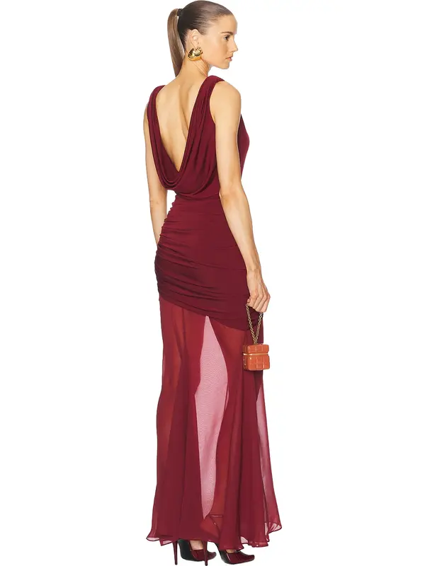 L'academie By Marianna Enoa Midi Dress - Maroon