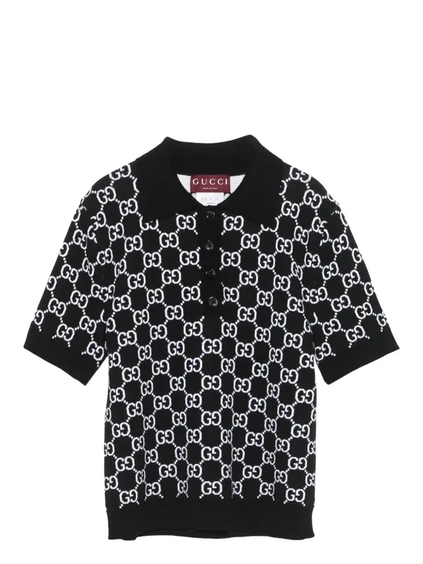 Gucci Reversible Gg-jacquard Polo Top - Black