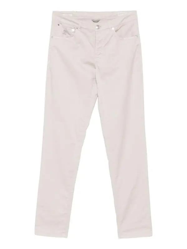 Brunello Cucinelli Logo-embroidered Trousers - Neutrals