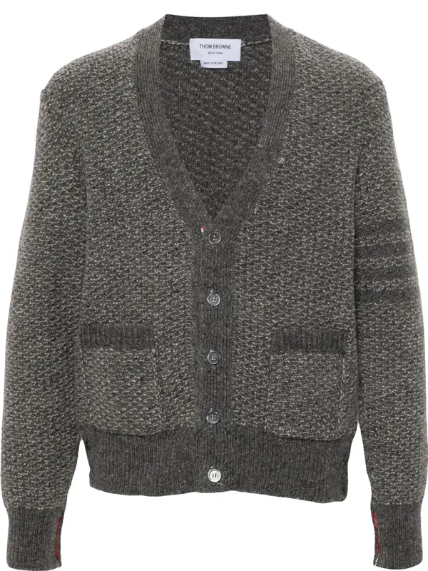 Thom Browne V-neck Chunky-knit Cardigan - Grey