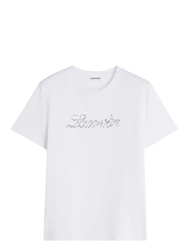 LANVIN Sequinned-logo T-shirt - White