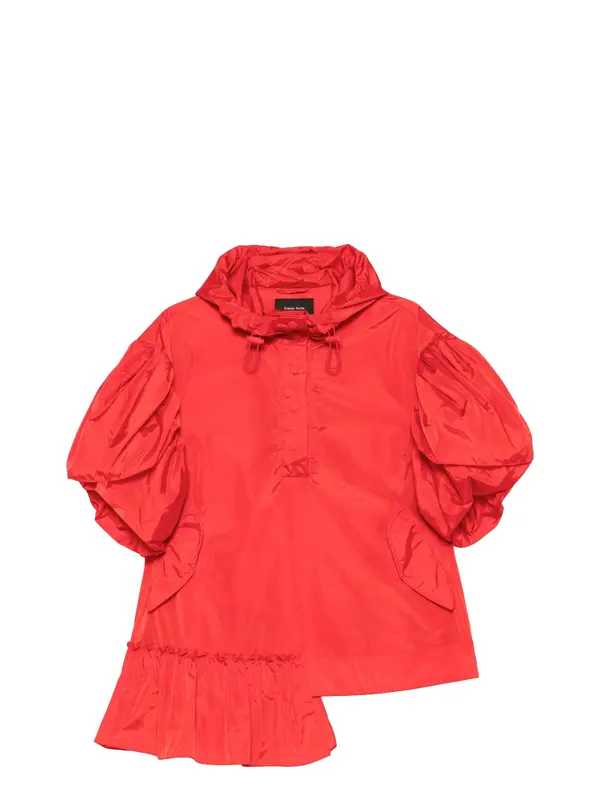 Simone Rocha Ruffle-detail Petal-sleeve Hoodie - Red