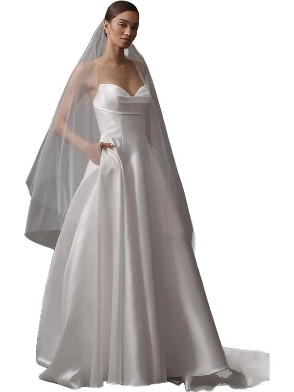 Jenny Yoo Romina Strapless Cowl-neck A-line Wedding Gown - Ivory