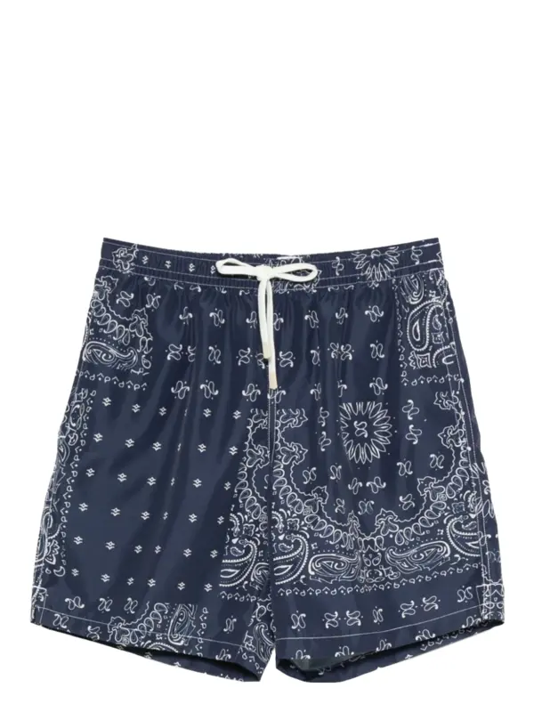 Eleventy Paisley-print Swim Shorts - Blue