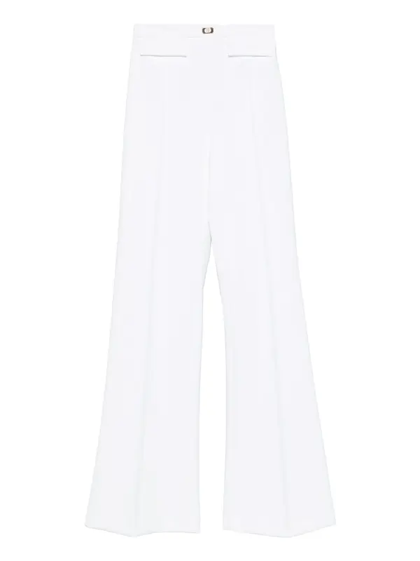 Elisabetta Franchi Logo-plaque Crepe Trousers - White